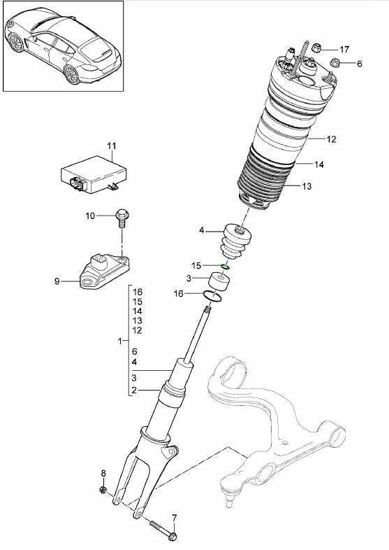 Shock Absorber o-ring Front Air Suspension type Porsche 970 Panamera ...