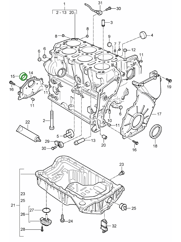 Porsche 955 Cayenne Crankshaft oil seal 95510108500 - 95510108500/1 ...