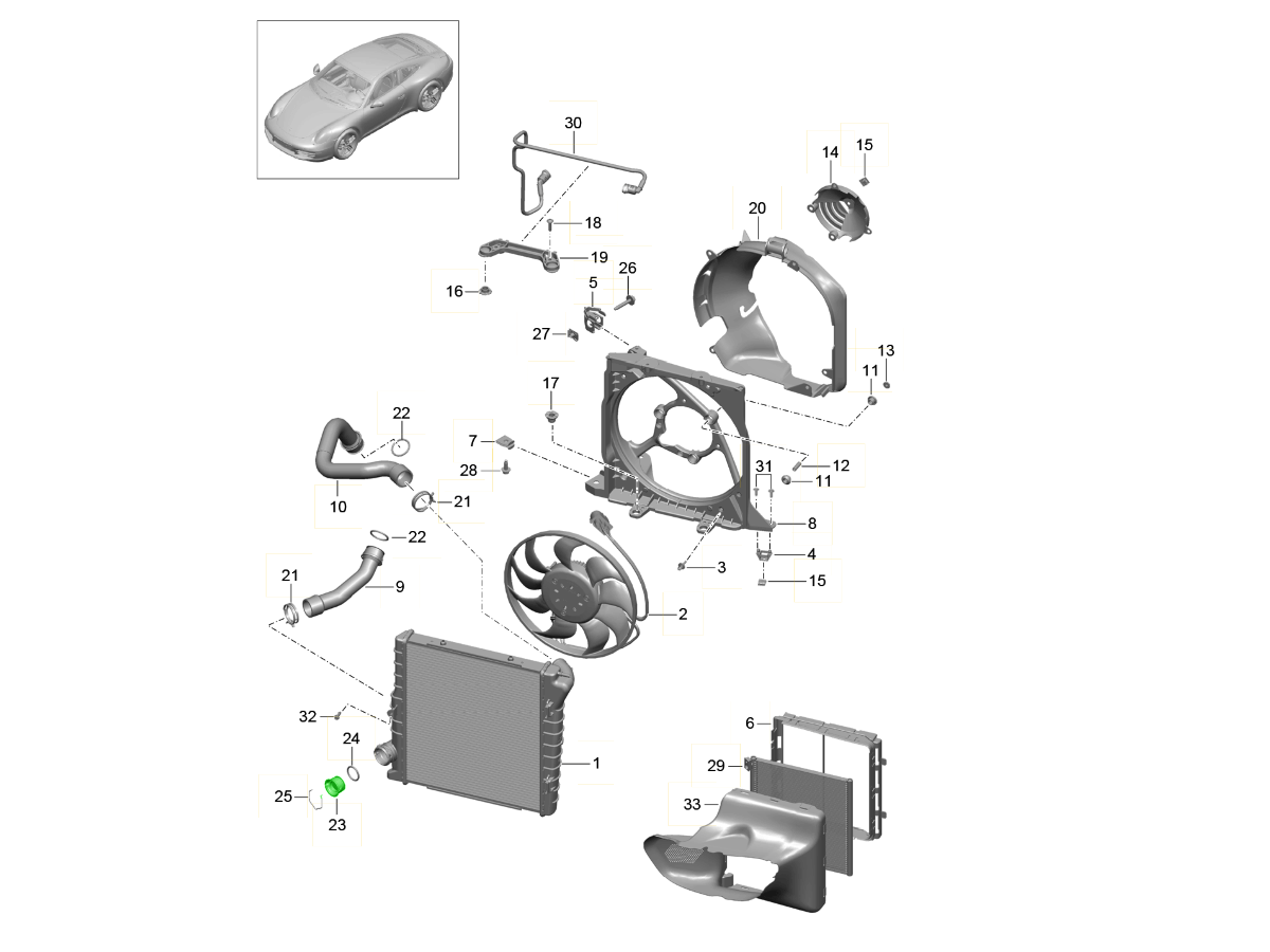 Porsche 981 982 991 Blanking plug bung for water radiator 99110654601 ...