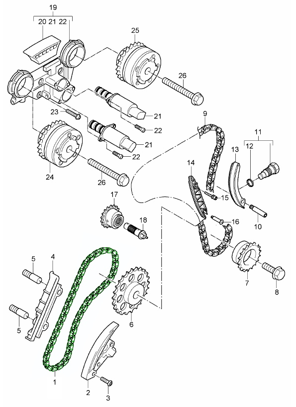 Porsche Cayenne Timing Chain 95510546501 Febi 09585 - 95510546501/1 ...
