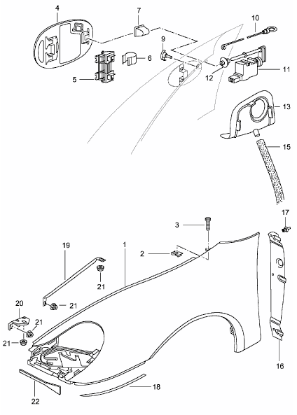 Porsche 996 986 Boxster Wing Petrol Flap Sleeve 99620166701 ...