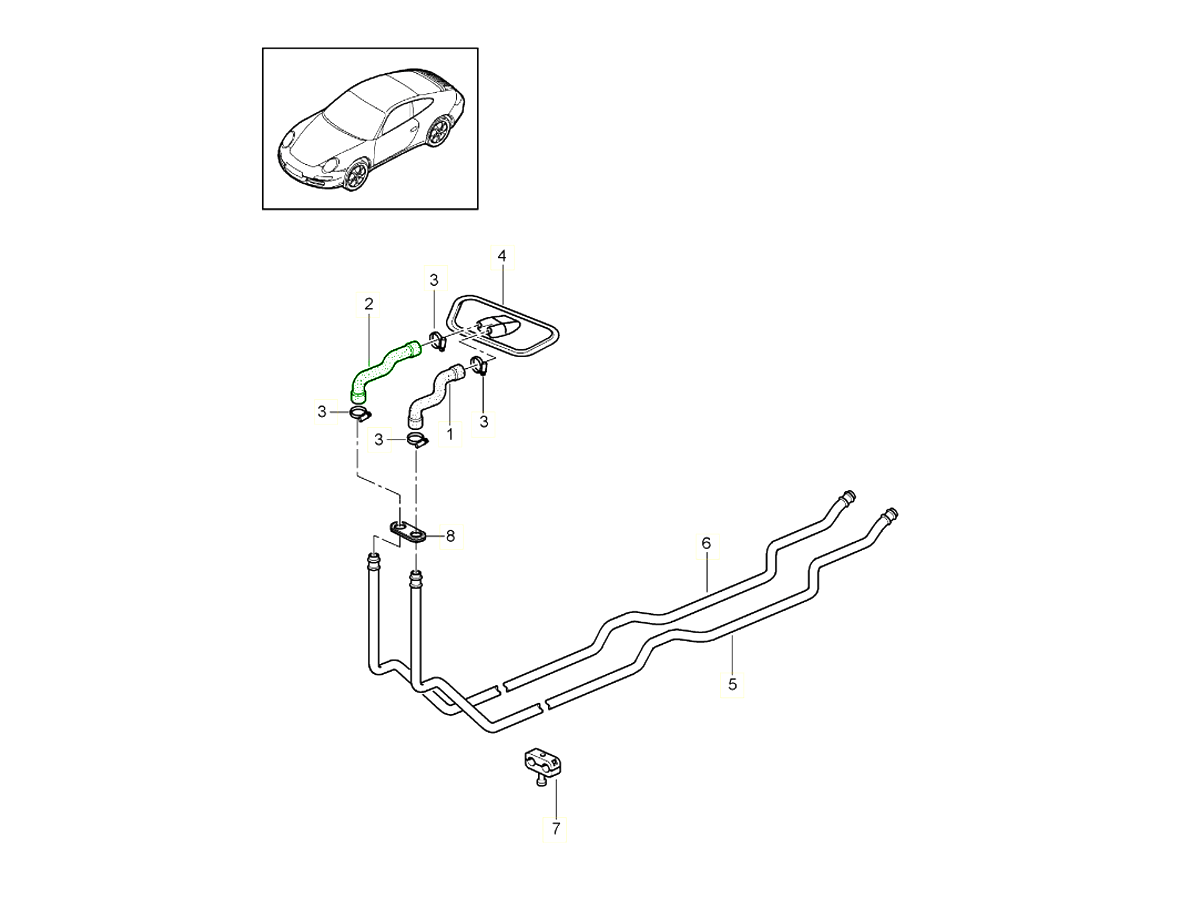 Porsche 996 Boxster Cayman 997 Heater hose Return RHD Cars 99757255501 ...