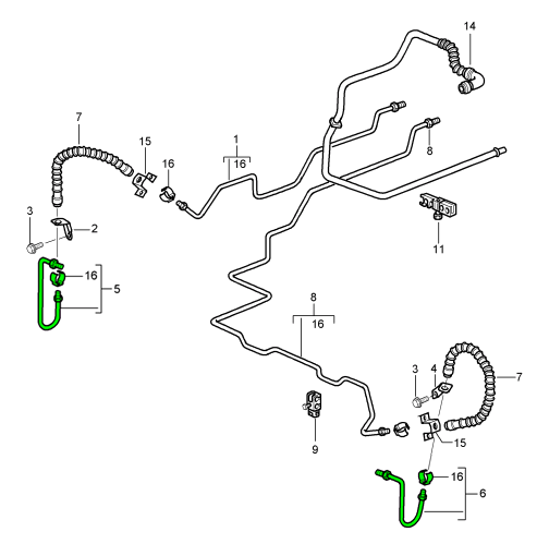 Porsche 997 TURBO Caliper Brake line 99635558511 9963555860115558501 ...