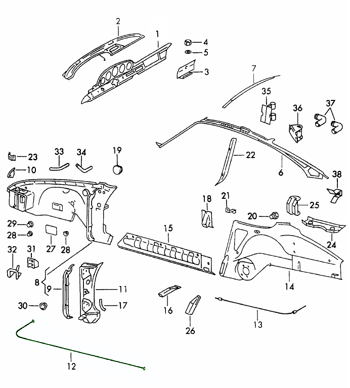 Porsche 911 Guide tube for bonnet release cable 91150218100 ...