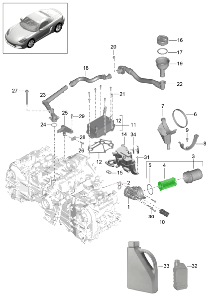 Porsche 718 Boxster Cayman Oil Filter 9A210722500 - 0PC115466 | Design 911