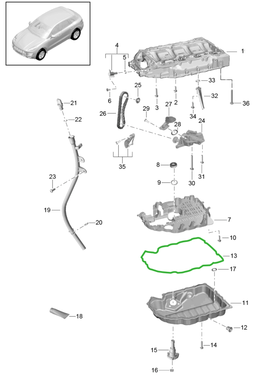 Porsche 95B Macan Oil pan gasket 95810364911 - 95810364911 | Design 911