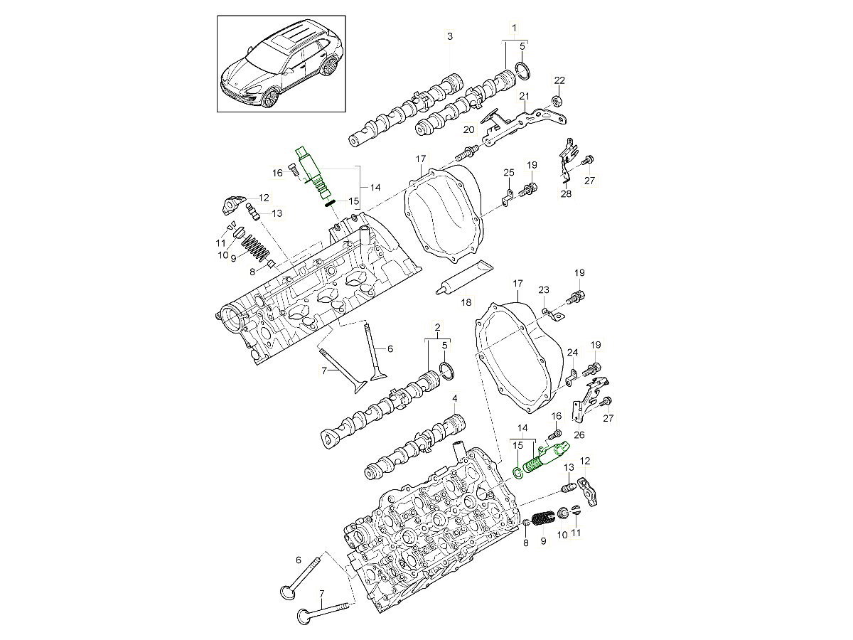 Camshaft throttle control element. Porsche 958 Cayenne / 970 Panamera 3 ...