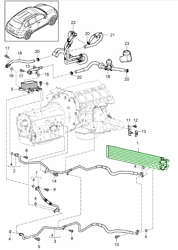 Porsche 958 Cayenne Tiptronic Gearbox oil cooler 95831701902 ...