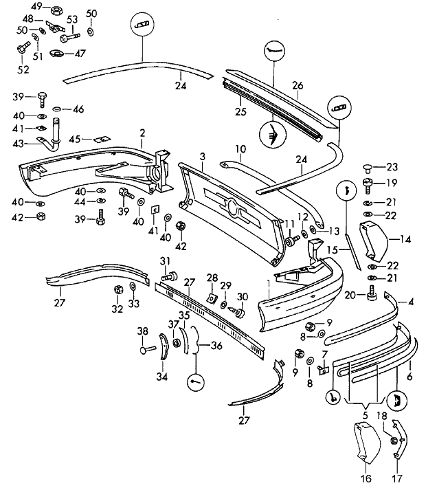 Porsche Rear Bumper Rubber Seals & Mouldings | OEM Weatherstrips & Body ...