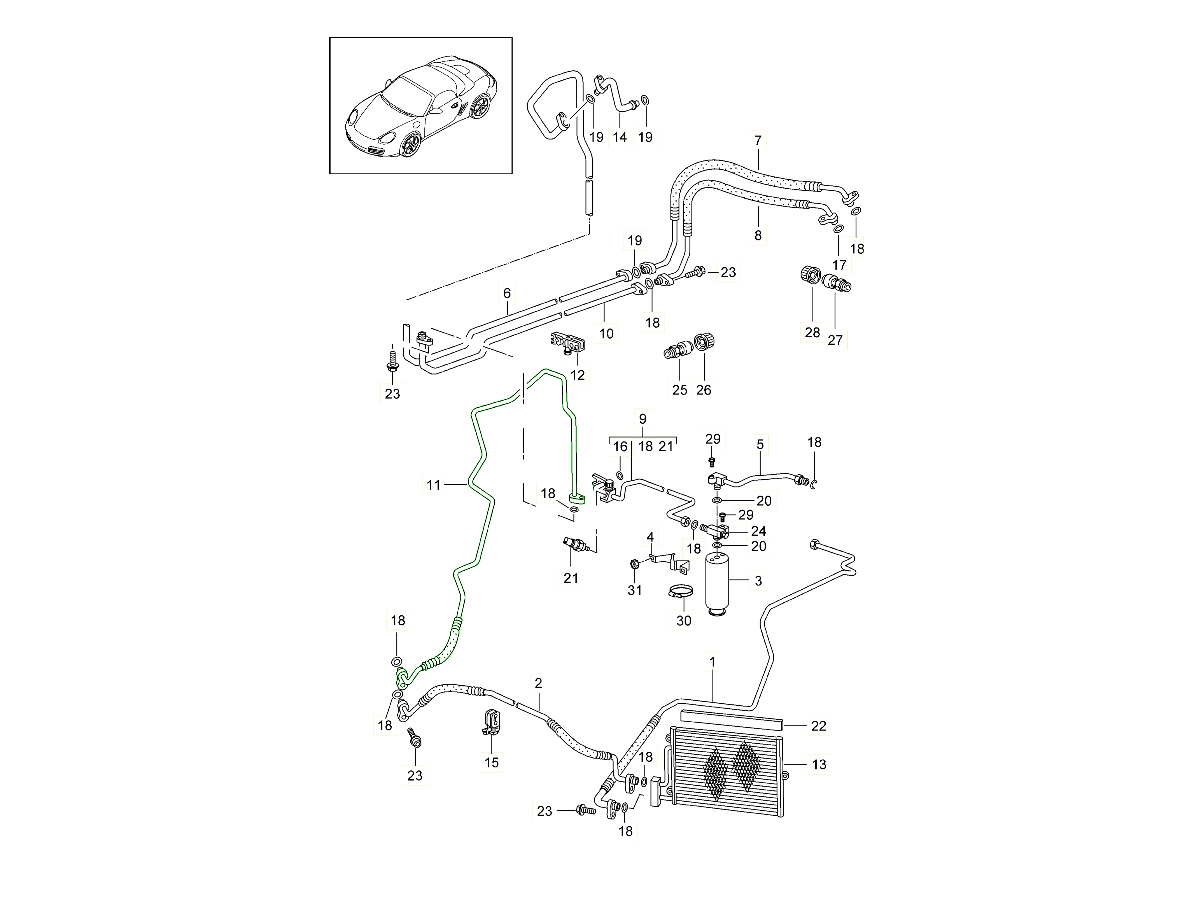 Porsche 997 987 Boxster Cayman Air conditioning refrigerant pressure ...