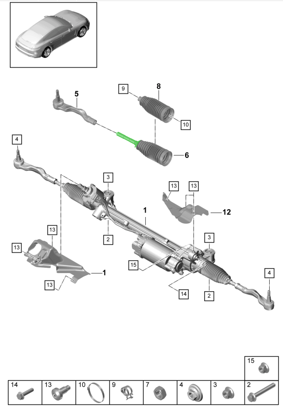 Porsche 971 Panamera Steering Tie Rod End Inner 971423810 - 971423810 ...