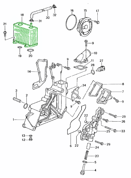 Porsche Boxster Radiator Oil Cooler on Engine 99610702507 - 99610702509 ...