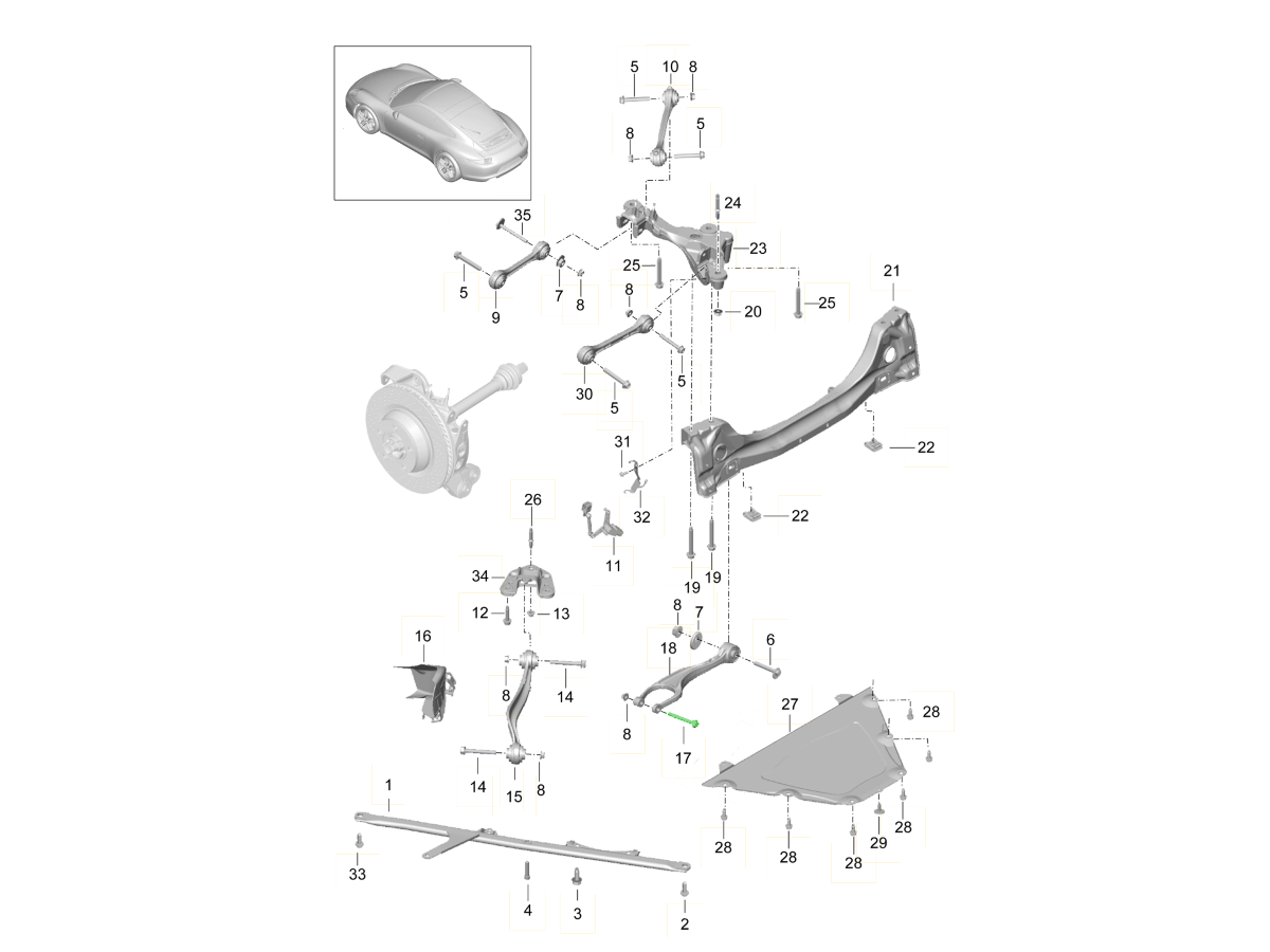 Porsche 991 992 Hexagon bolt for rear wishbone PAF008674 - PAF008674 ...