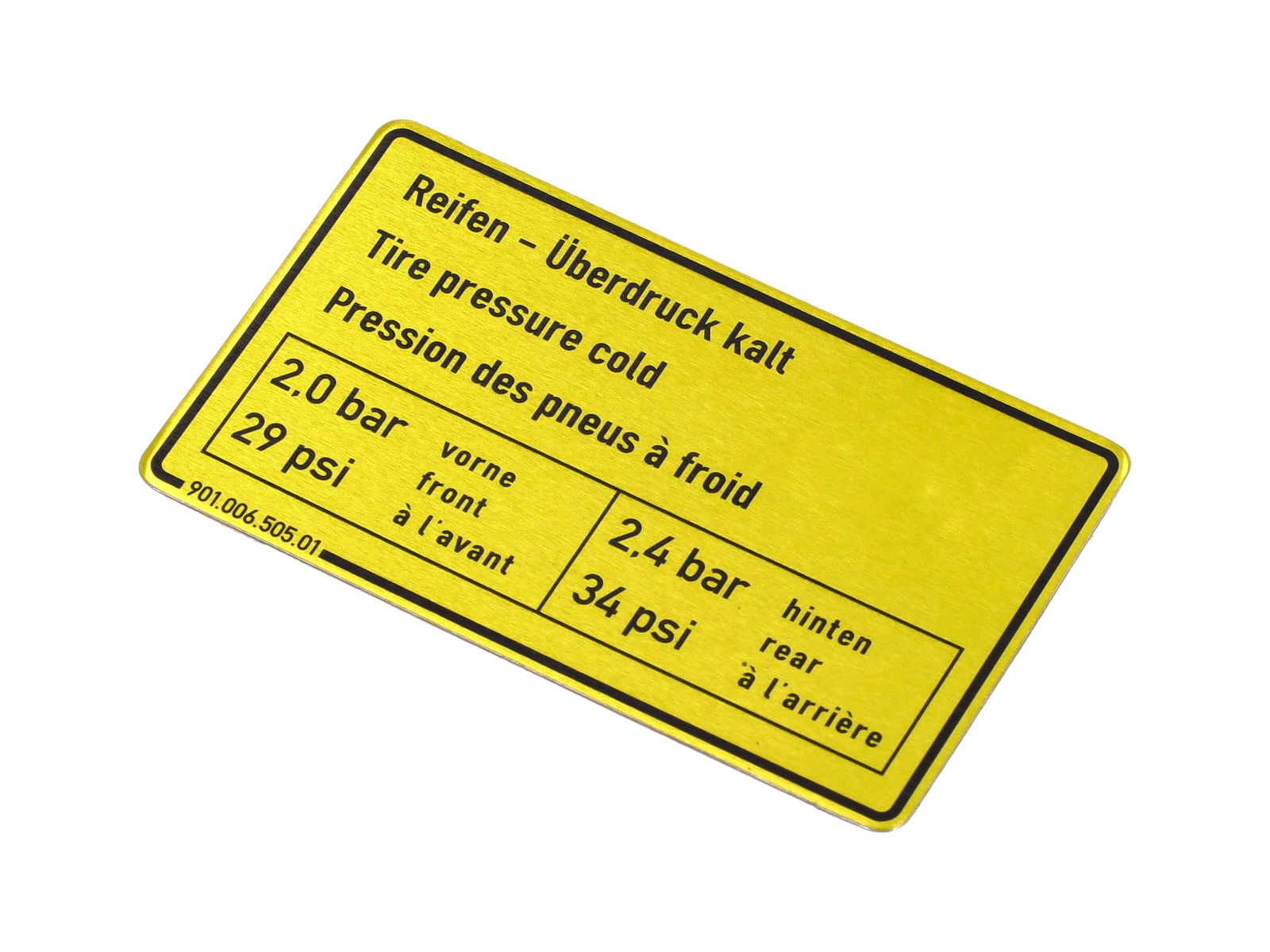 Sticker Tyre Pressure. Porsche 911 73-83 / 911 Turbo 75-77 ...