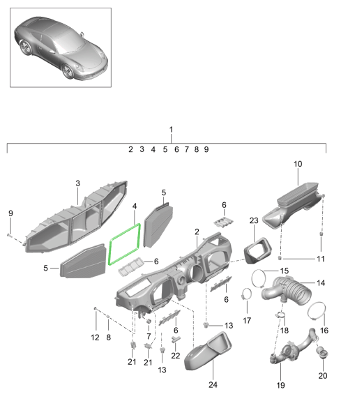 Porsche 991 Air Box Housing Centre Gasket 99111013100 - 99111013100 ...