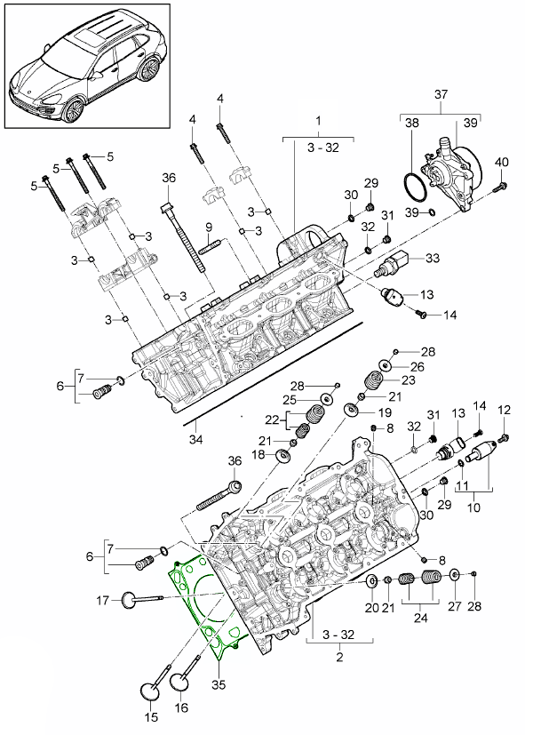 Porsche Cayenne Macan Panamera Cylinder Head Gasket 94610417402 ...