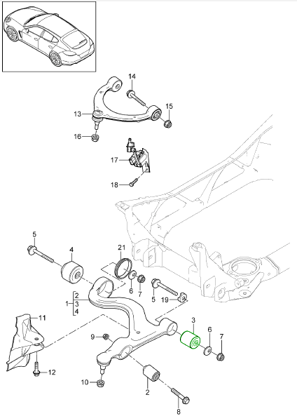 Porsche 970 Panamera Front Lower Wishbone Rear Inner Bush 97034124101 ...