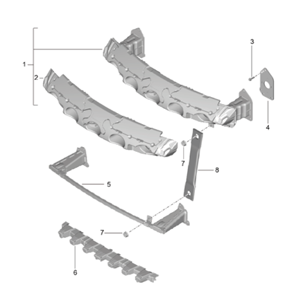 Insert pedestrian protection front bumper carrier bar. Porsche 991.2 ...