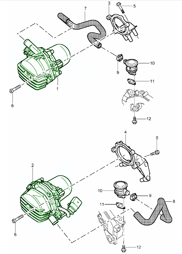 Porsche 955 Cayenne Secondary air pump 95560510511 95560510421 ...