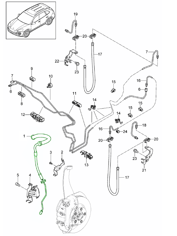 Porsche Cayenne Brake Hose Front 95835558201 and 95835558101 ...